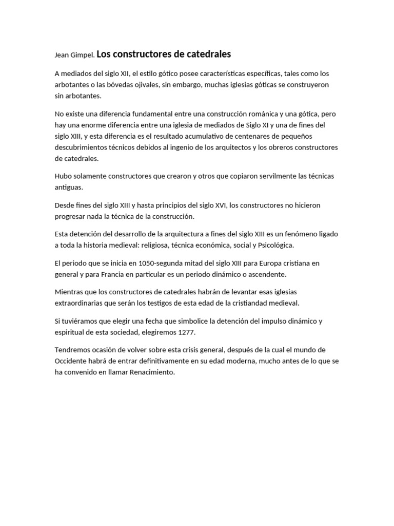 Jean Gimpel | PDF | Edades medias | Catedral
