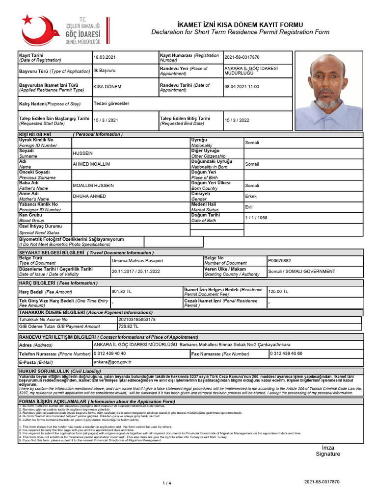 Basvuru Formu Application Form 2 | PDF