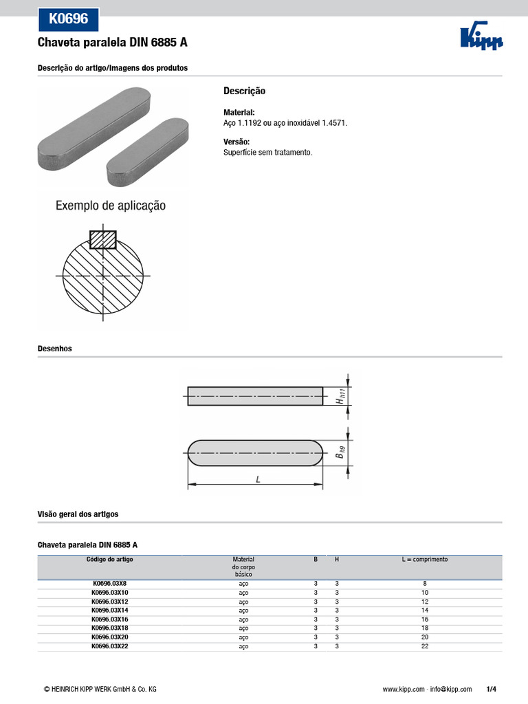 Chaveta Paralela DIN 6885 A | PDF | Engenharia Civil | Tecnologia de ...