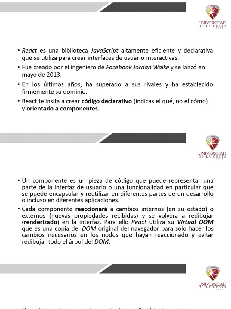 React Generalidades | PDF | Script Java | Modelo de objeto de documento