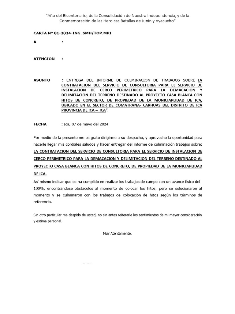 Informe de Culminación: Proyecto Casa Blanca | PDF
