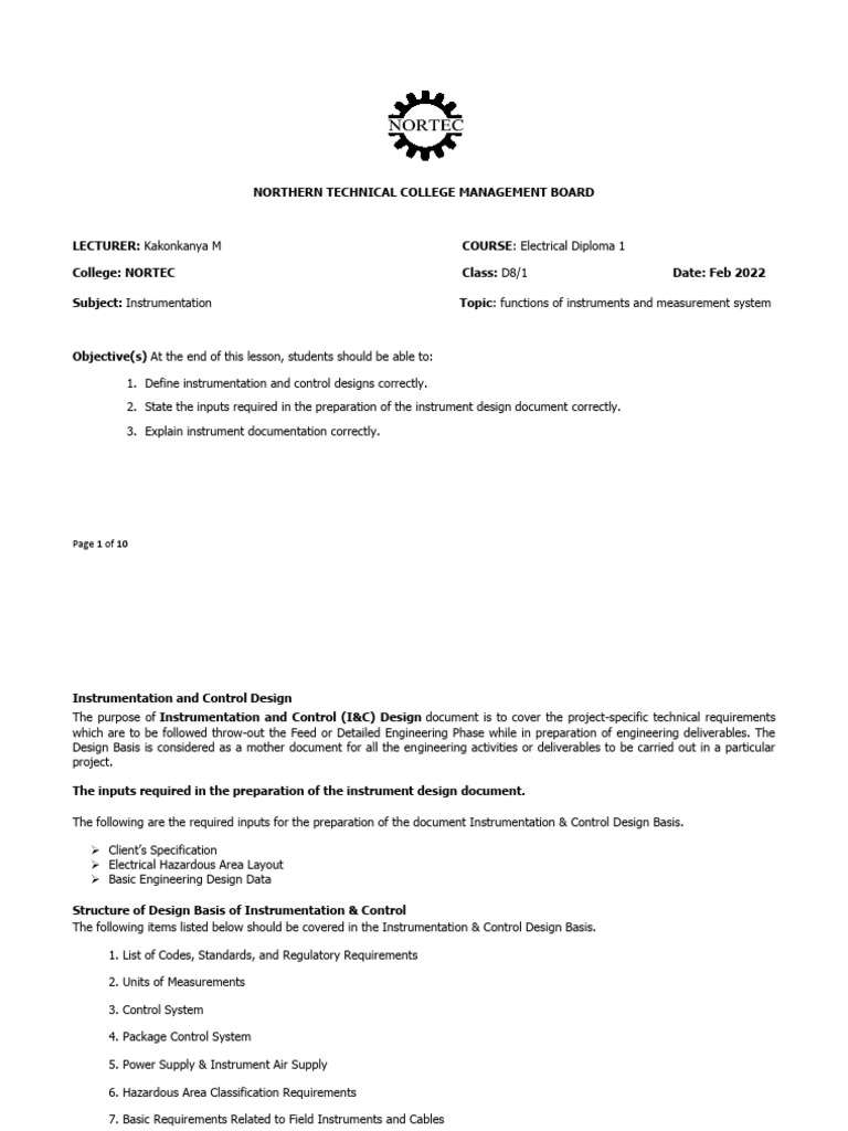 Instrumentation Design and Control | PDF | Thermometer | Sensor