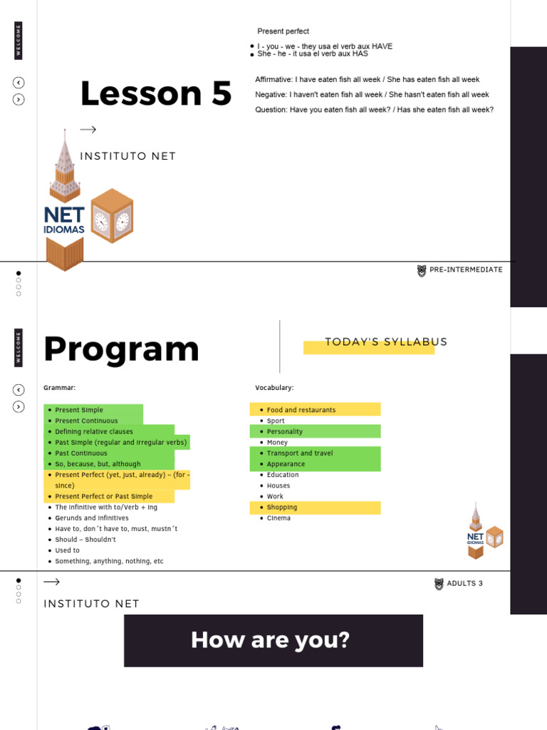5. 3rd Adults - Lesson 5 | PDF | Verb | Adjective