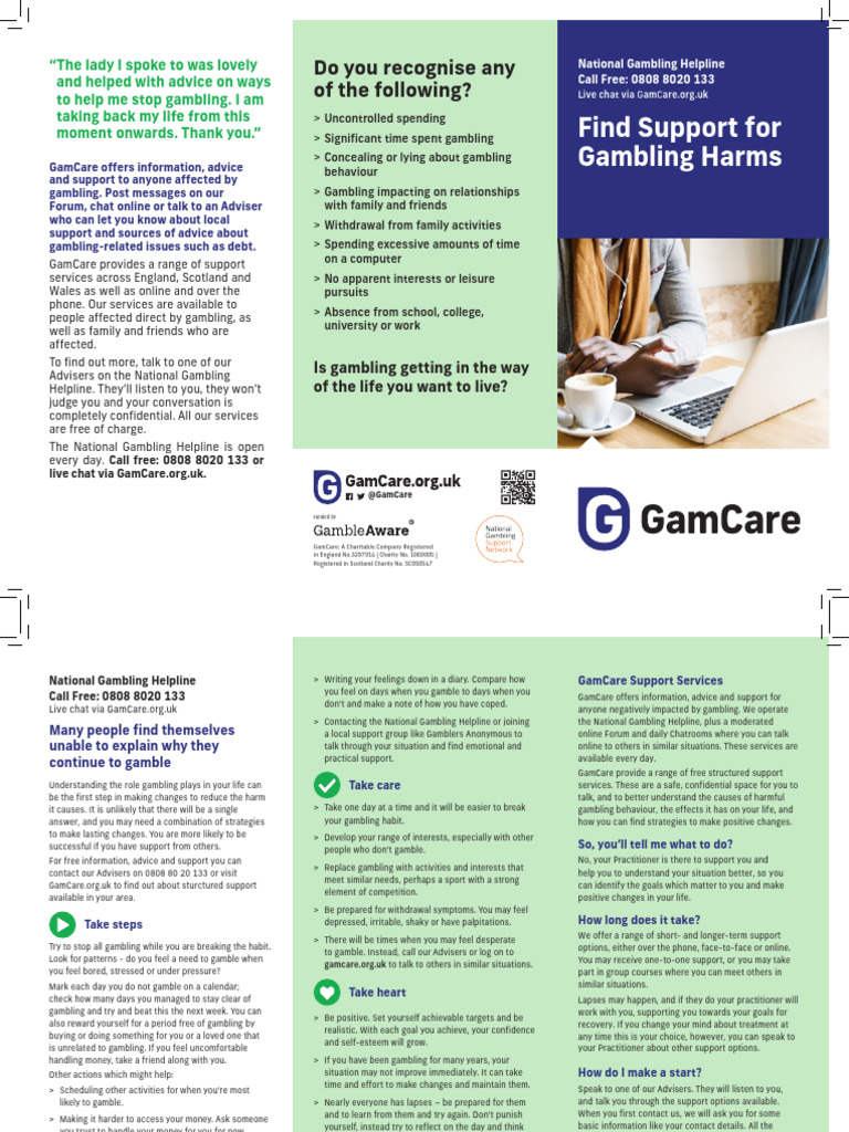 Find Support For Gambling Harms Updated PRINT 2023 | PDF | Psychology ...
