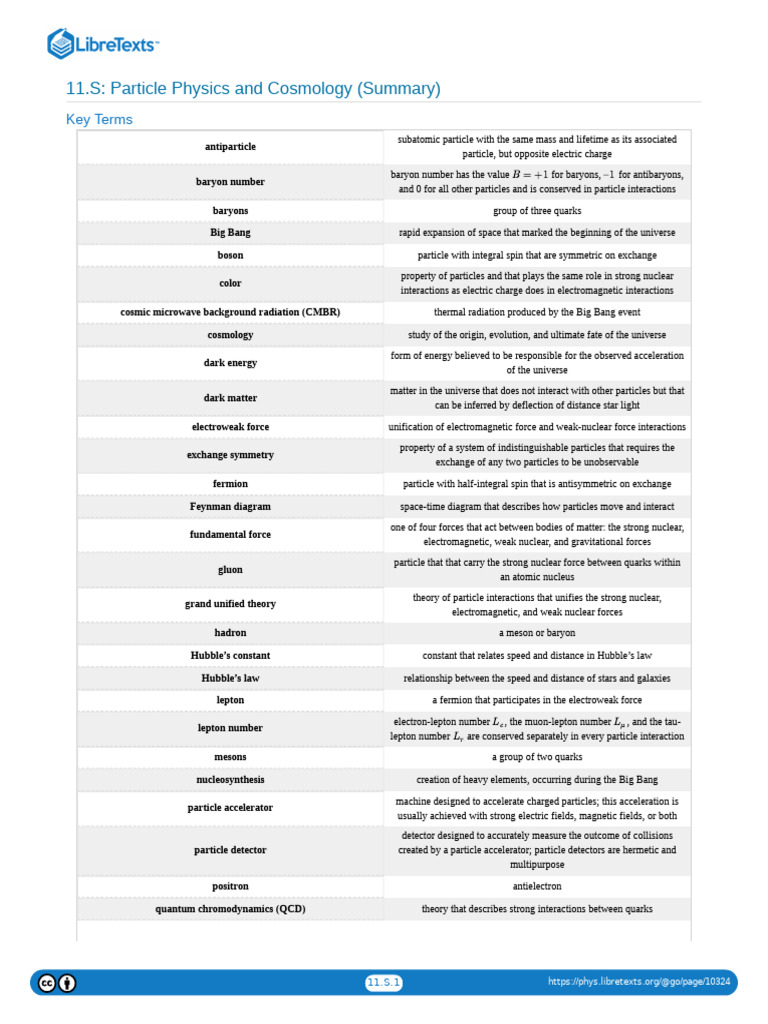11.0S 11.S Particle Physics and Cosmology (Summary) | PDF | Elementary ...