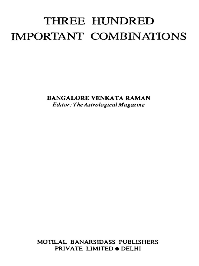 B.V. Raman - Three Hundred Important Combinations | PDF