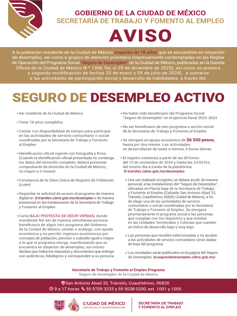 AVISO DE APERTURA SDA 2024 7m | PDF | México | Desempleo