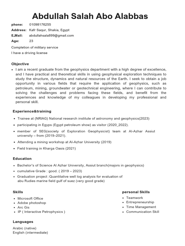 Cv_Abdullah Salah Abo Alabbas | PDF