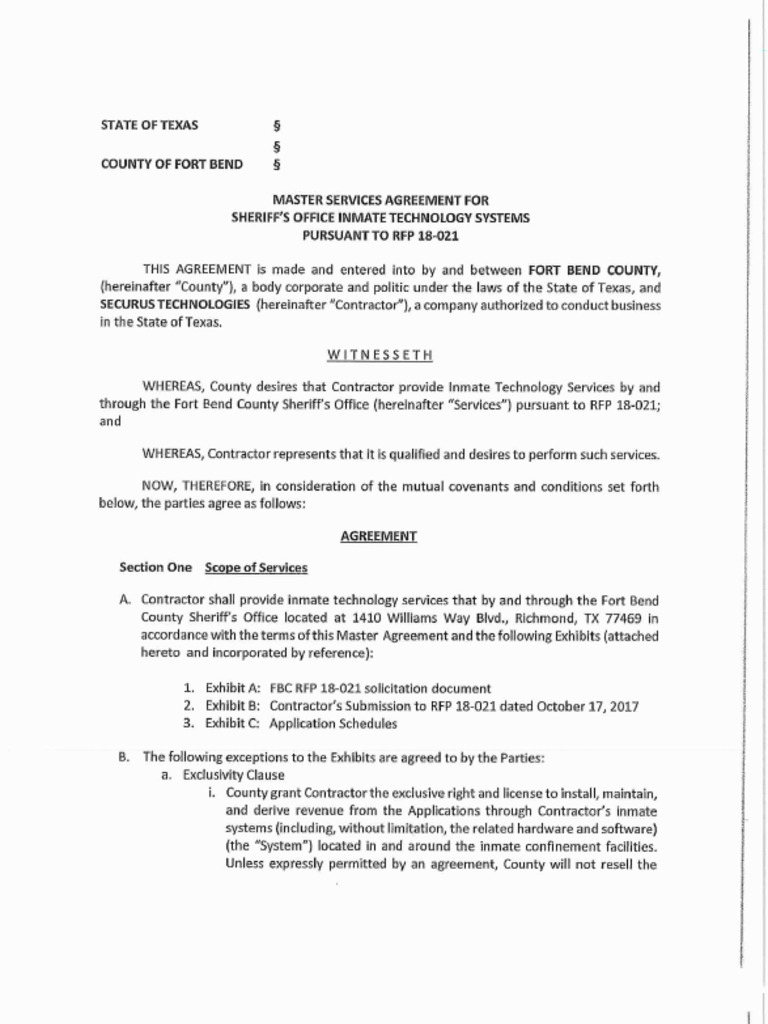 18-021.inmate Technology - Securus | PDF | Indemnity | Liability Insurance