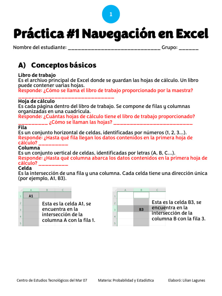 Práctica 1 EXCEL | PDF | Hoja de cálculo | Microsoft Excel
