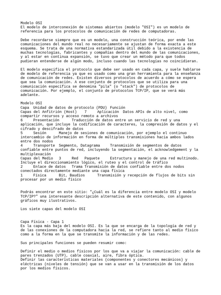 Modelo Osi | PDF | Modelo osi | Red de computadoras