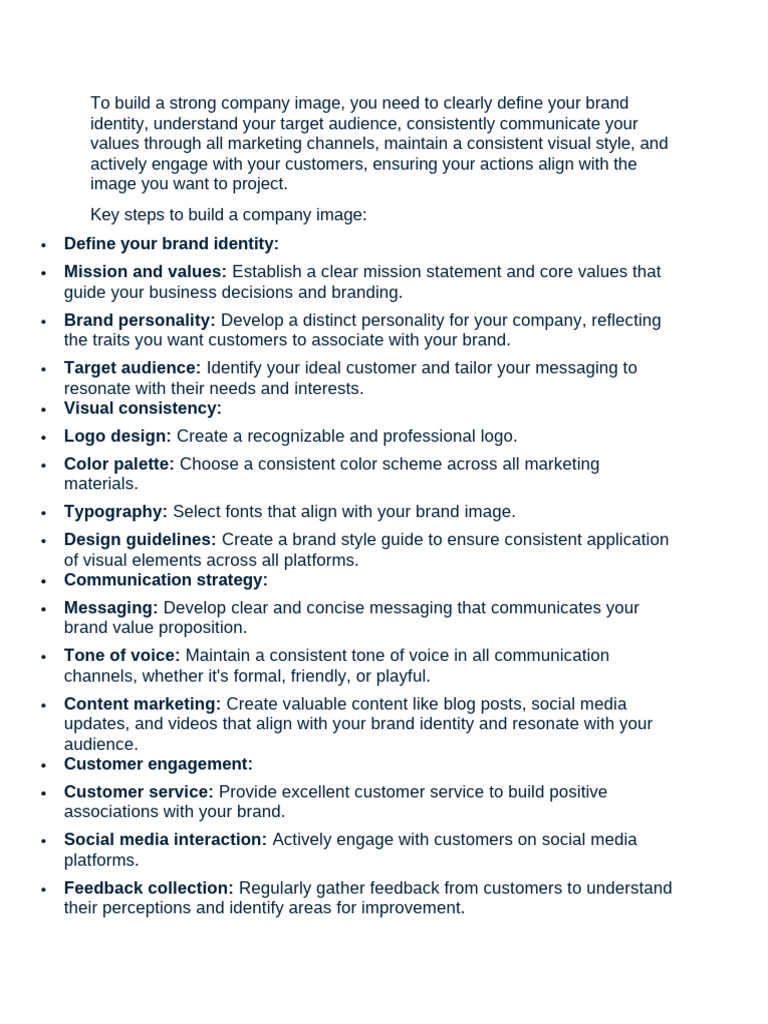Building a Strong Company Image Guide | PDF | Brand | Social Media