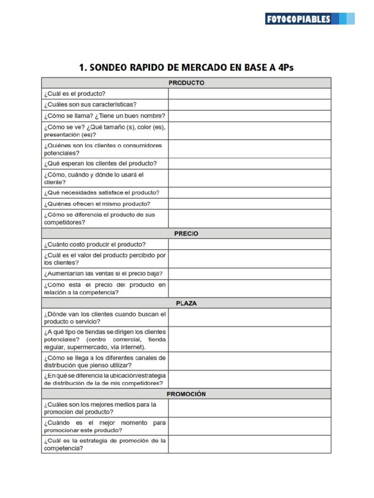 Sondeo Rapido de Mercadeo en Base A 4Ps | PDF