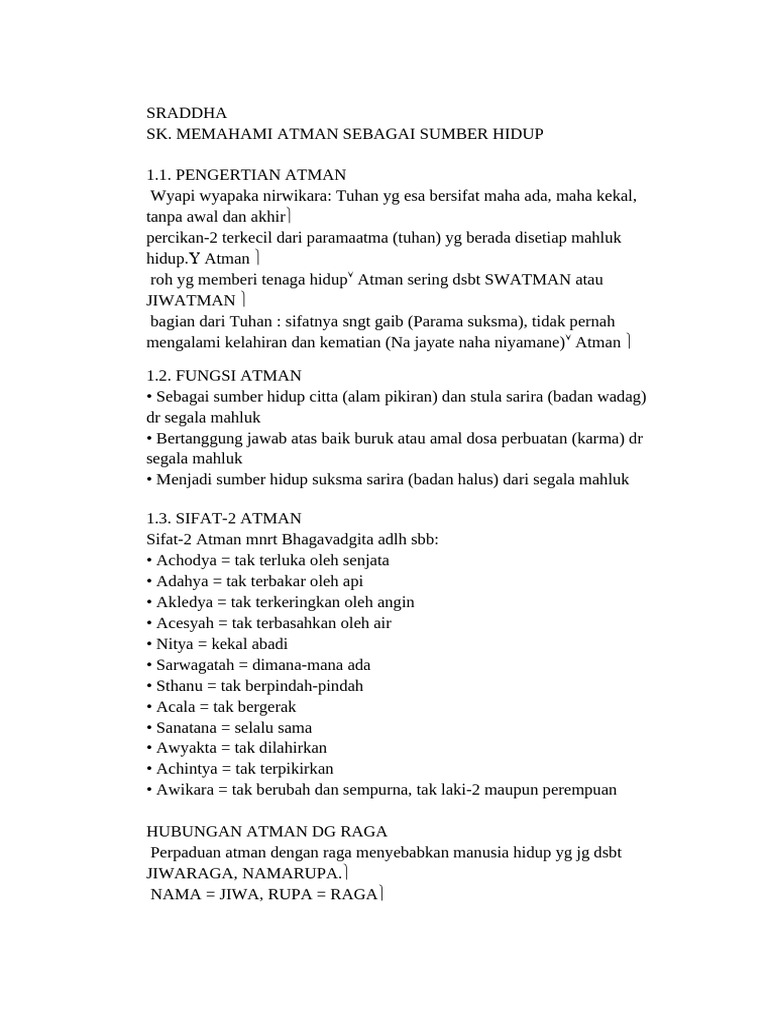Memahami Atman dalam Kehidupan Manusia | PDF