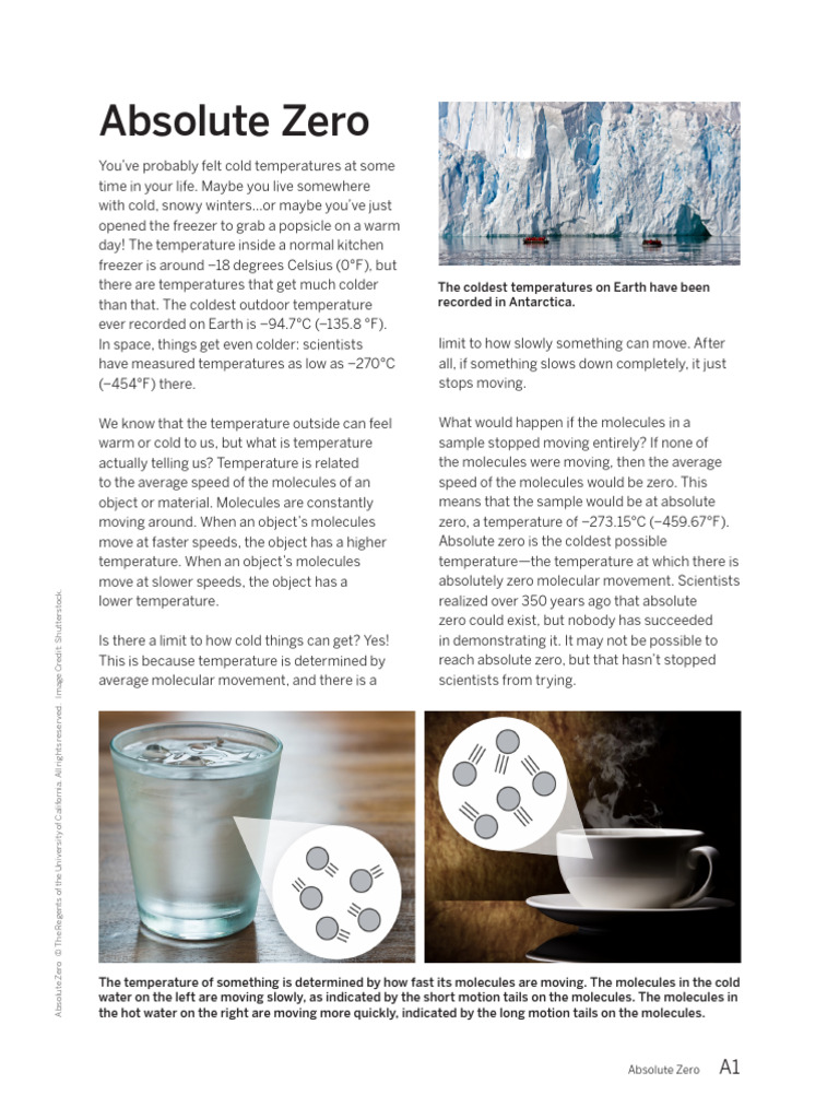Printable Article Absolute Zero | PDF | Temperature | Nature
