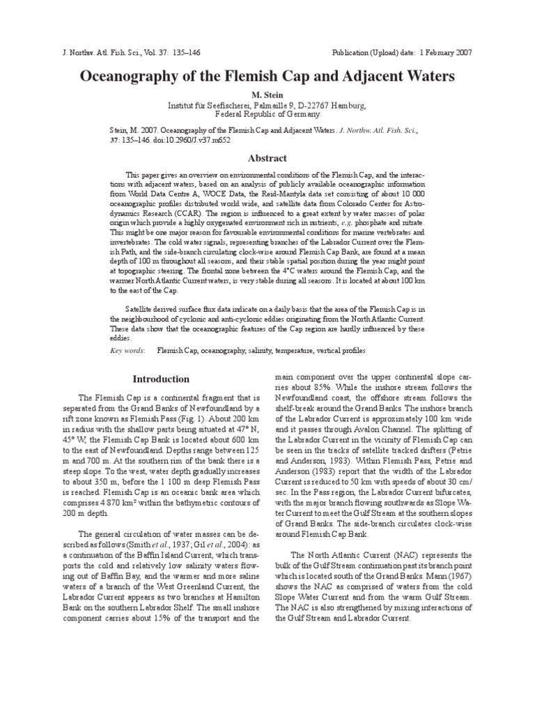 Oceanography of The Flemish Cap and Adjacent Waters | PDF | Salinity ...