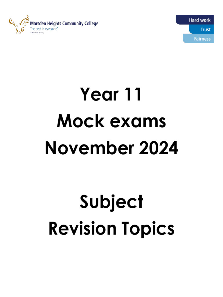 Year 11 Mock Exam Revision Topics | PDF | Area | Trigonometry
