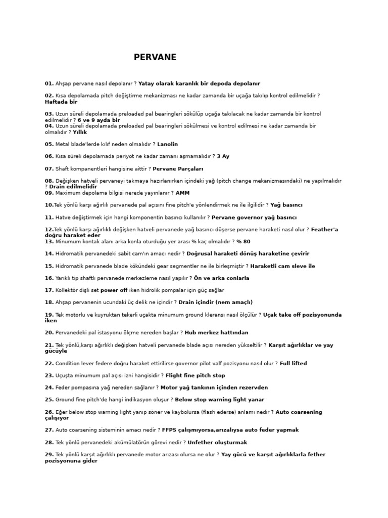 Modül 17 Pervane Soruları 81 Adet | PDF