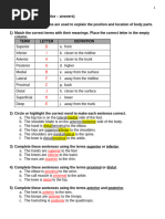 Directional Terms Worksheet | PDF | Anatomical Terms Of Location | Elbow