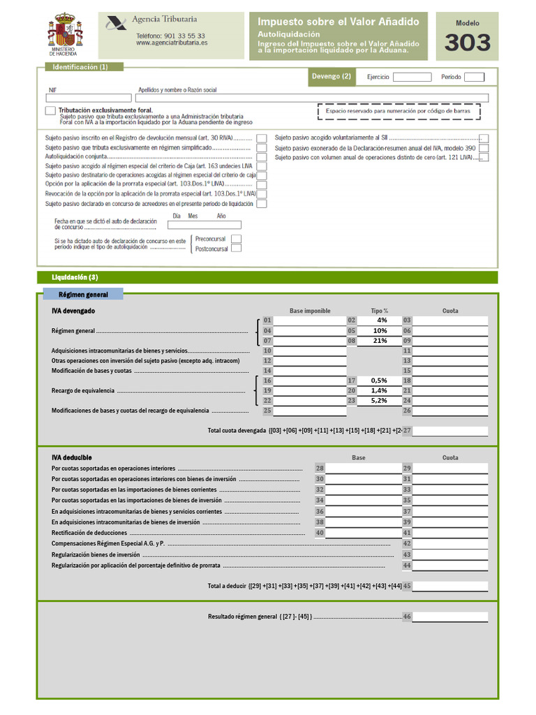Modelo 303 2021 Hoja 1 y 3 | PDF