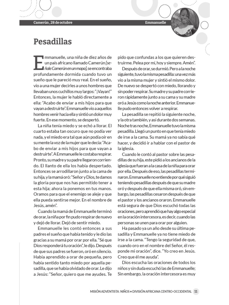 Pesadillas: Camerún, 28 de Octubre Emmanuelle | PDF | Oración | Pesadilla