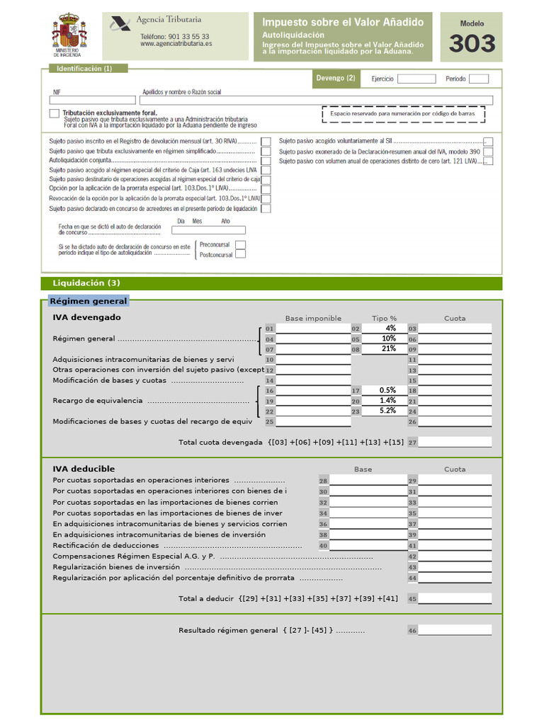 Plantilla Modelo 303 en Excel | PDF