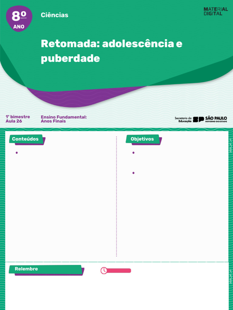 26- Retomada- Adolescencia & Puberdade | PDF | Puberdade | Adolescência