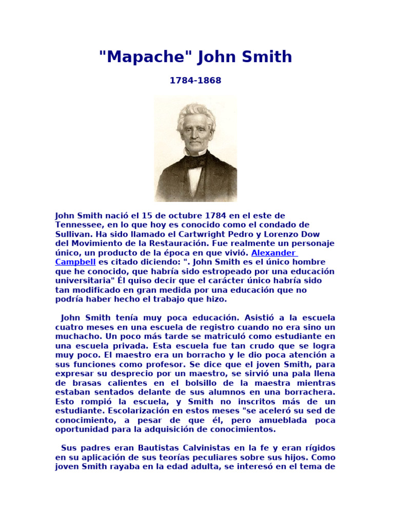 John Smith: Fundador de la Iglesia Bautista | PDF | Jesús | Evangelios