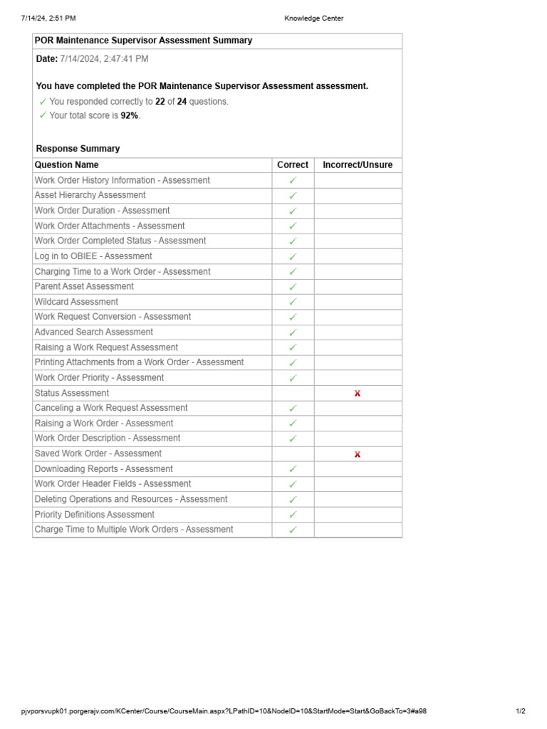 Oracle Assessment Summary | PDF
