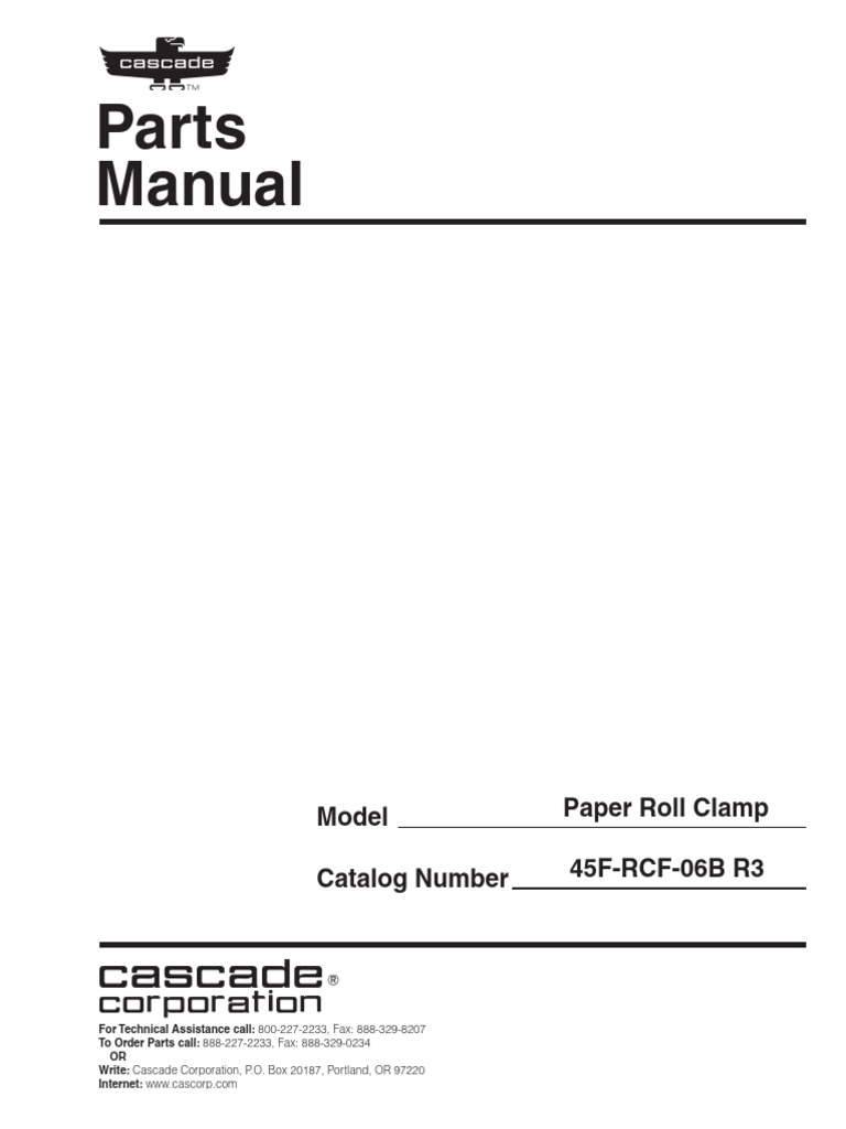 45F-RCF-06BR3 Cascade Paper Roll Clamp | PDF | Valve | Equipment