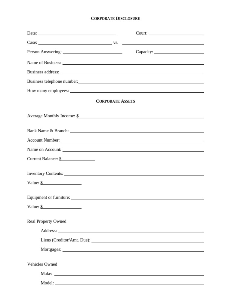 Corporate Disclosure Hearing Questions | PDF