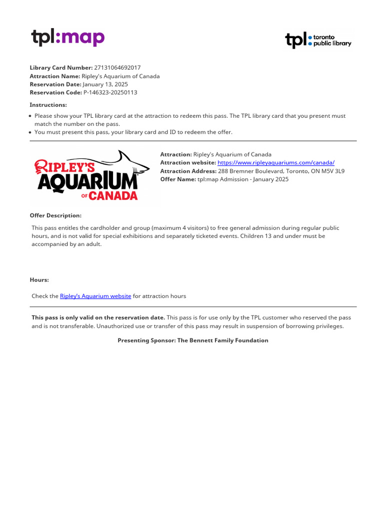 TPL Map Ripley's Aquarium of Canada 20250113 | PDF