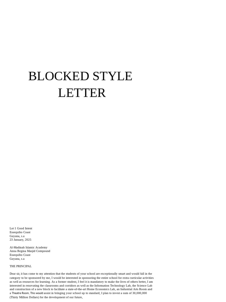 Block Style Letter | PDF