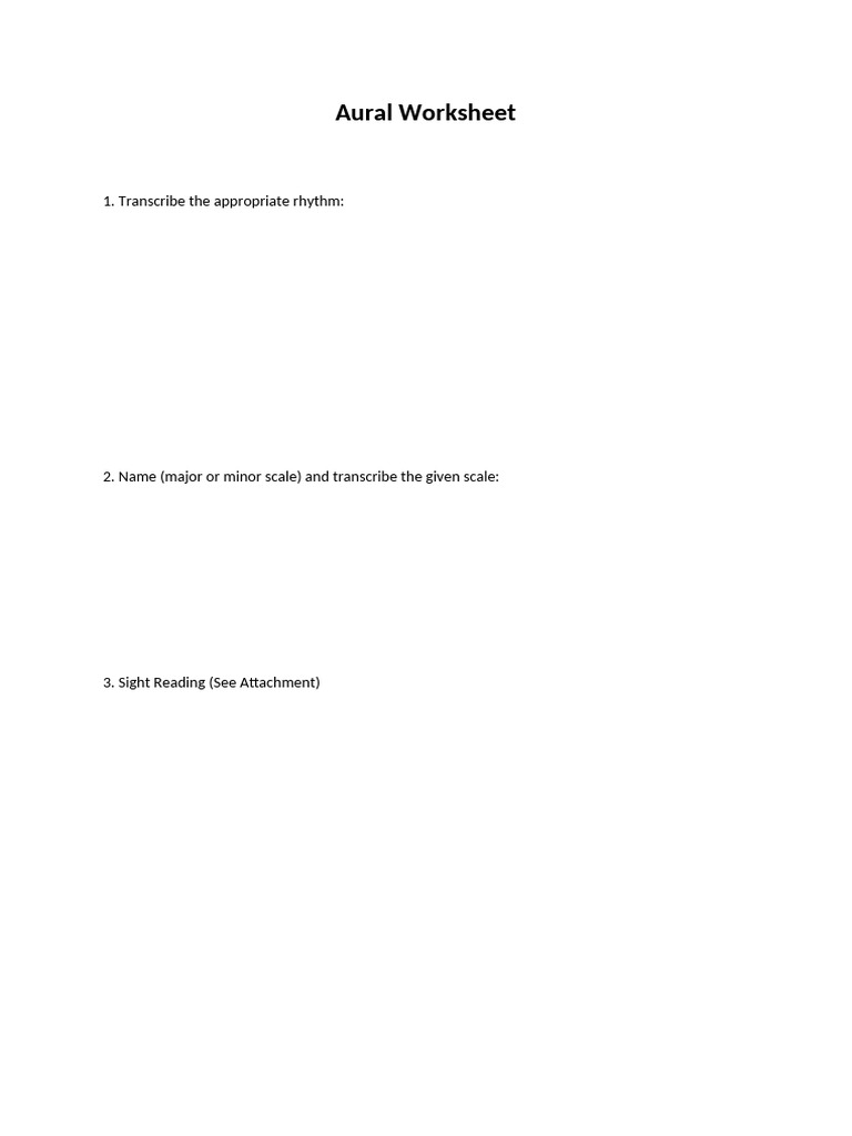 Aural Worksheet | PDF