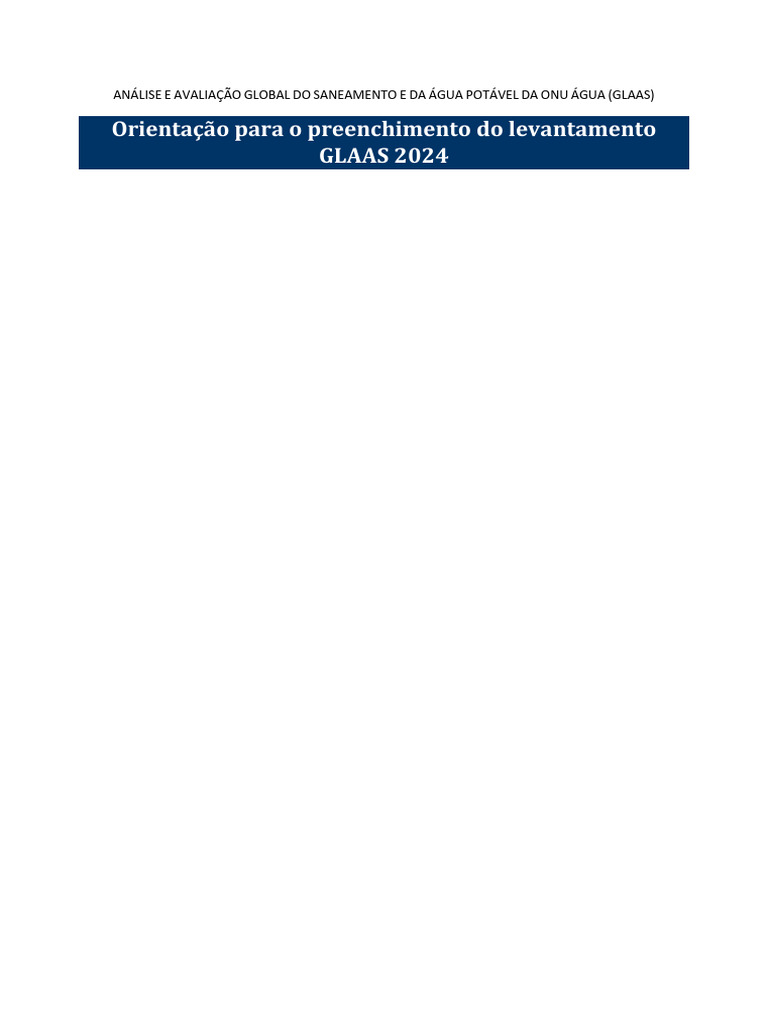 GLAAS 2024: Guia de Levantamento WASH | PDF | Aquecimento global e ...