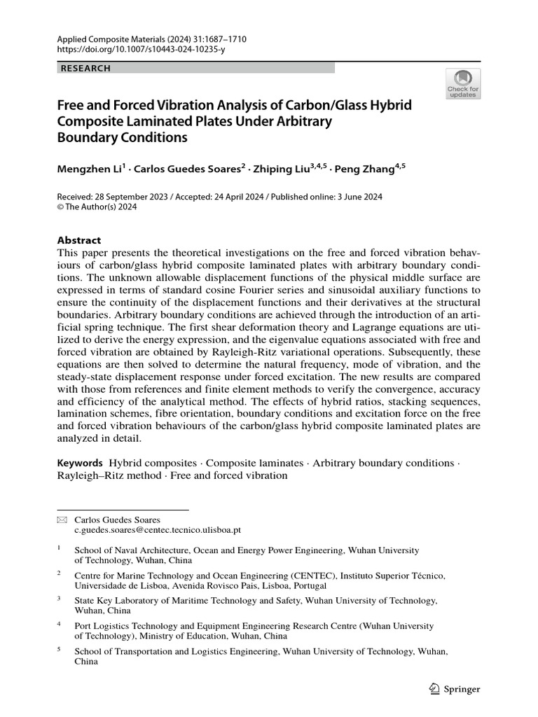 Free and Forced Vibration Analysis of CarbonGlass Hybrid | PDF | Composite Material | Mechanics