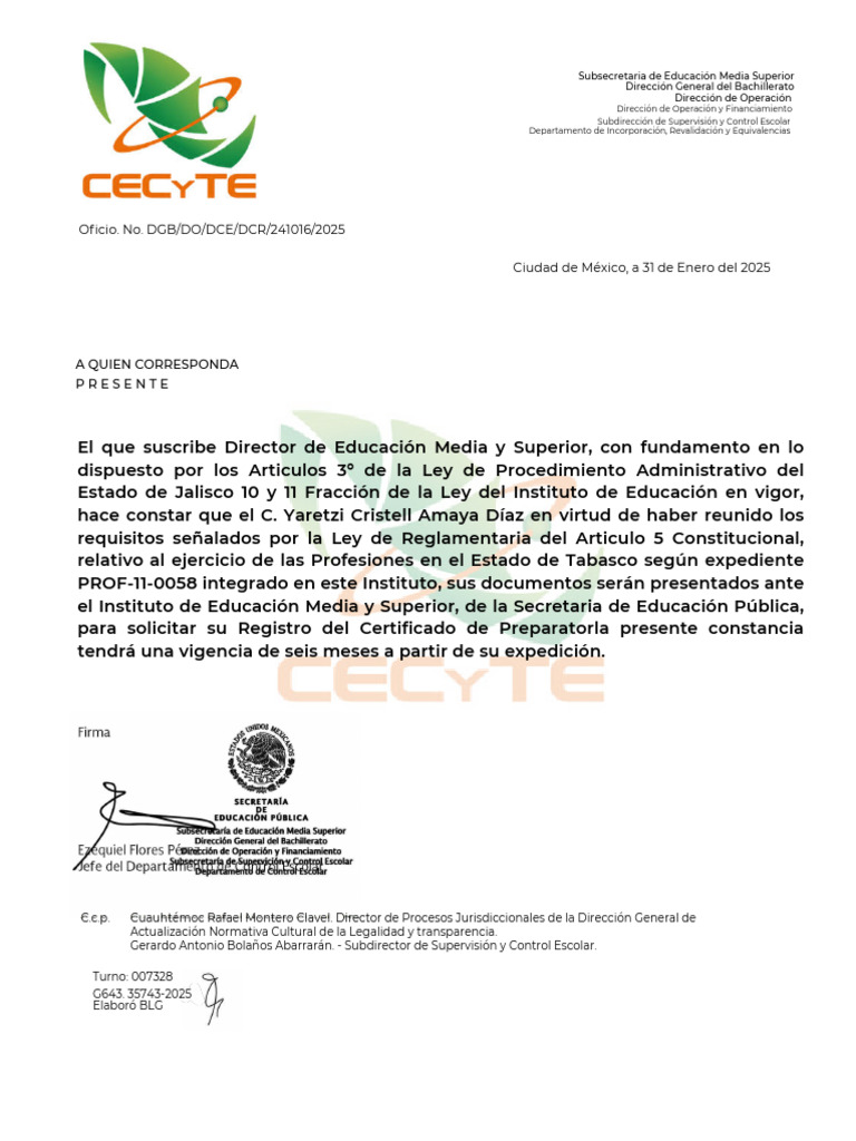 Carta de Validación CECyTE - 20250204 - 212835 - 0000 | PDF