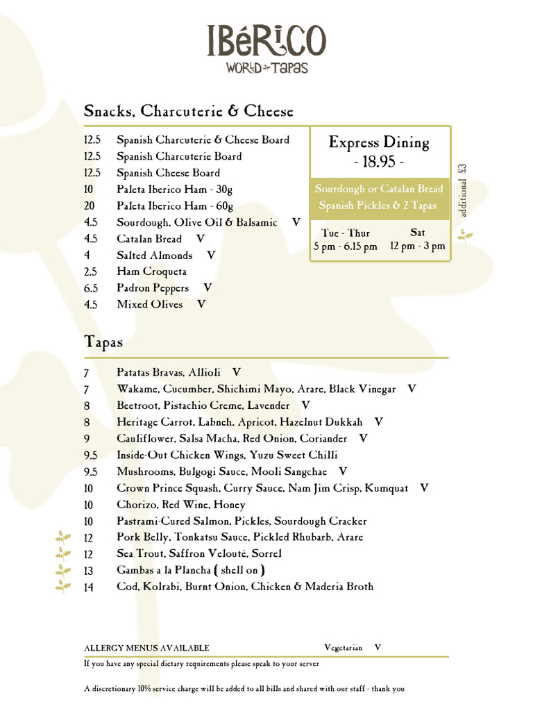 Iberico Tapas & Charcuterie Menu | PDF | Pickling | Foods