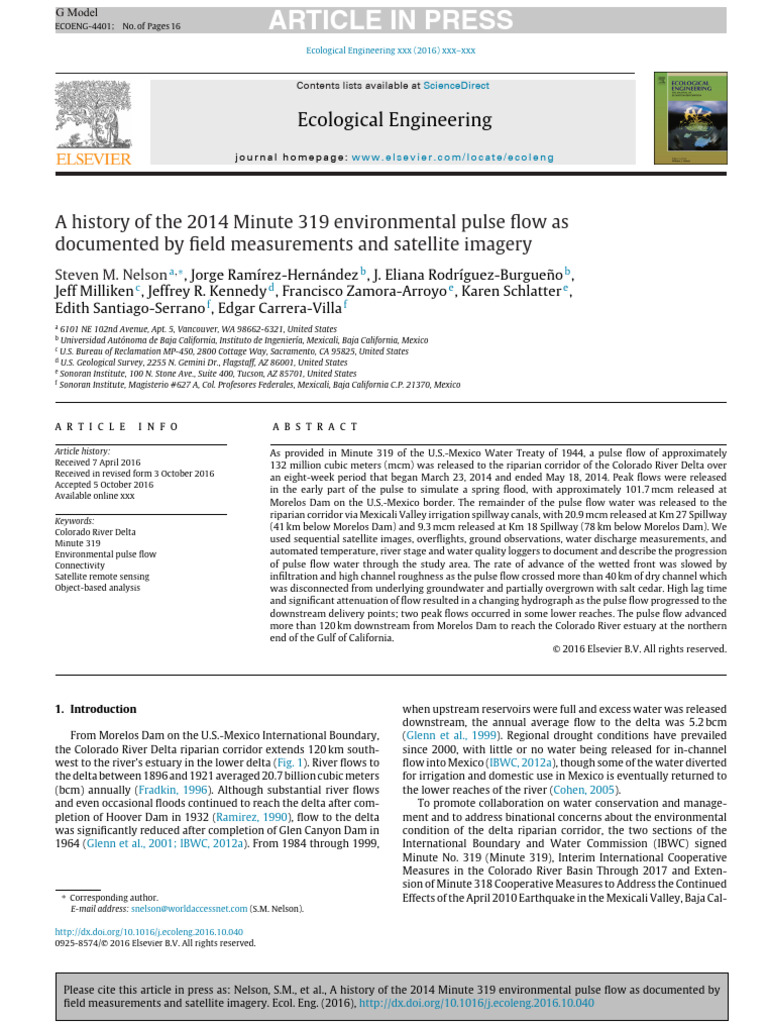 Nelson Et Al. - 2017 - A History of The 2014 Minute 319 Environmental ...