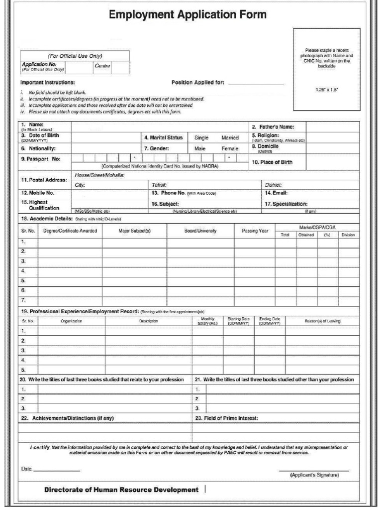 Application Form 2 | PDF