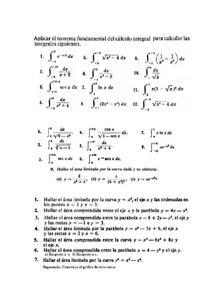 Ejercicios de Integrales Definidas | PDF