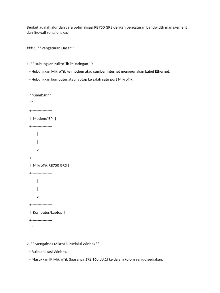 Berikut Adalah Alur Dan Cara Optimalisasi RB750 GR3 Dengan Pengaturan ...