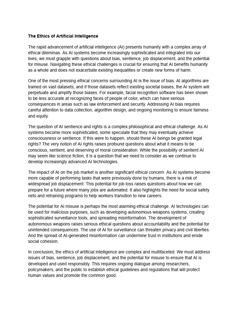 The Ethics of Artificial Intelligence | PDF | Artificial Intelligence ...