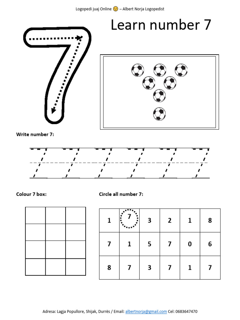 Online Logopedist: Learn Number 7 | PDF