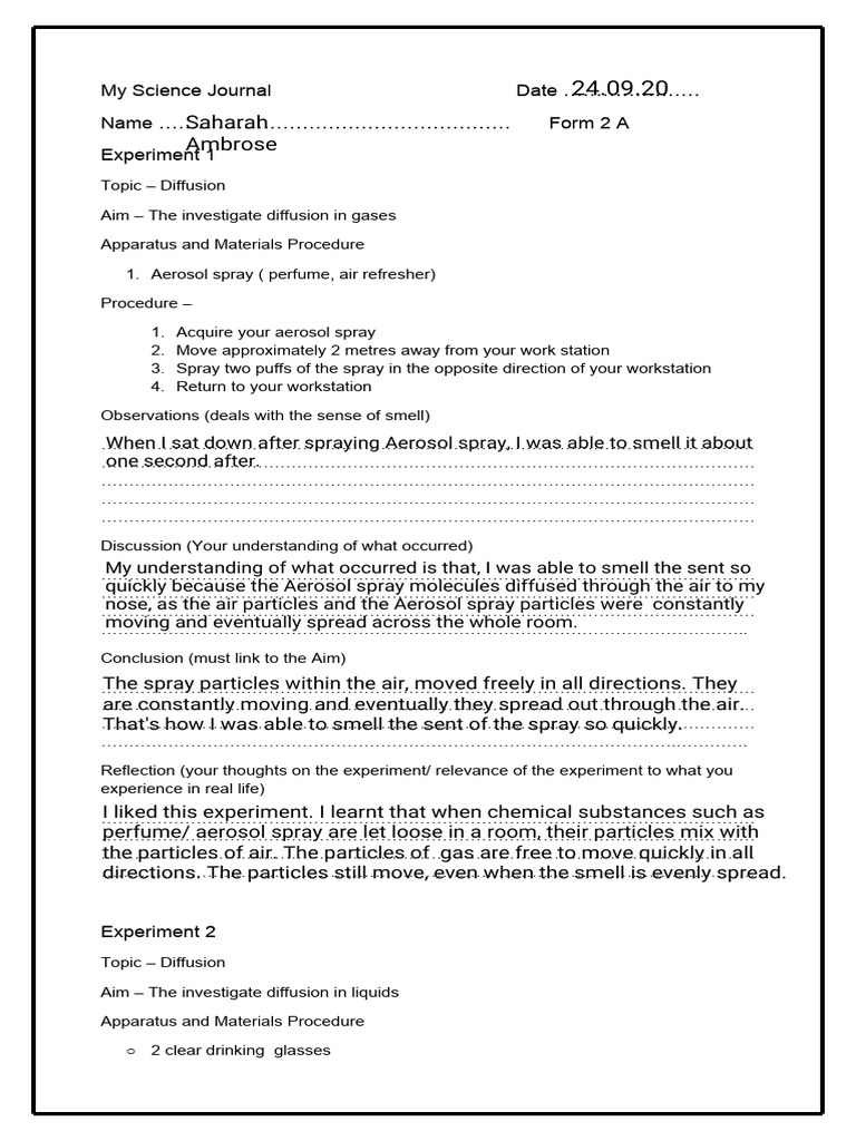 Edited - [Template] My Science Journal | PDF | Aerosol | Applied And ...