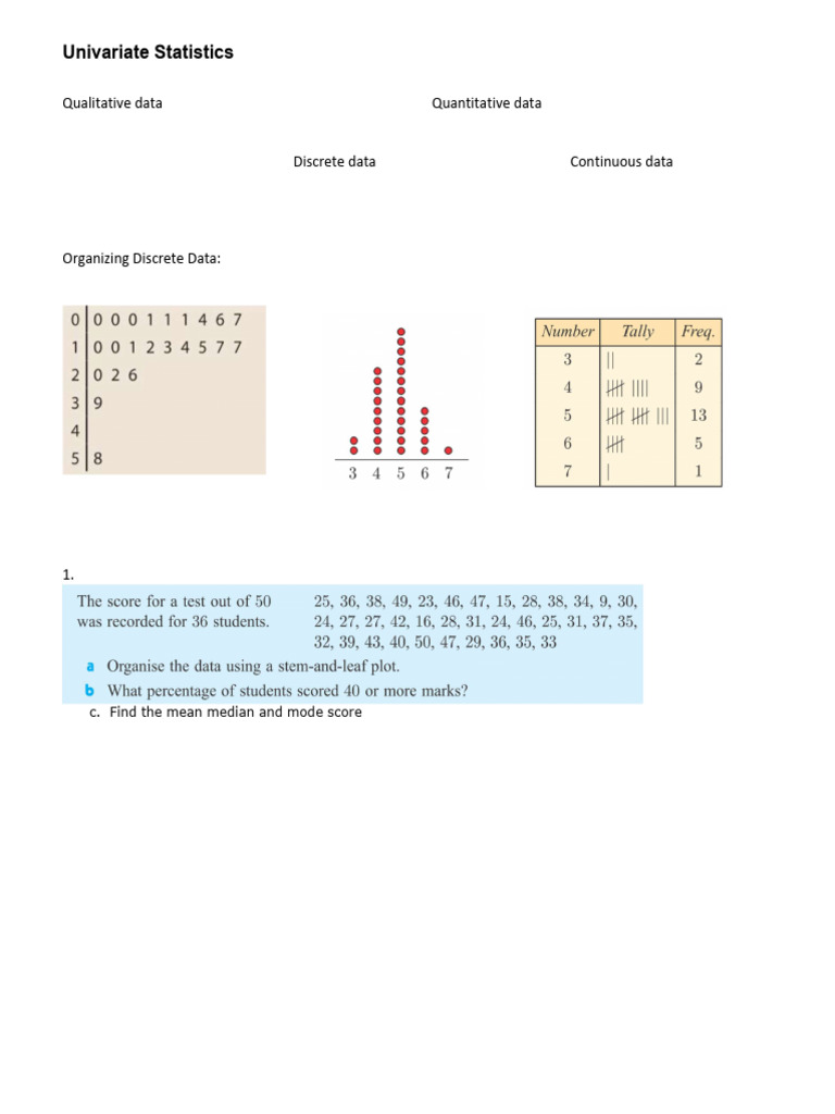 Intro to Univariate Statistics | PDF