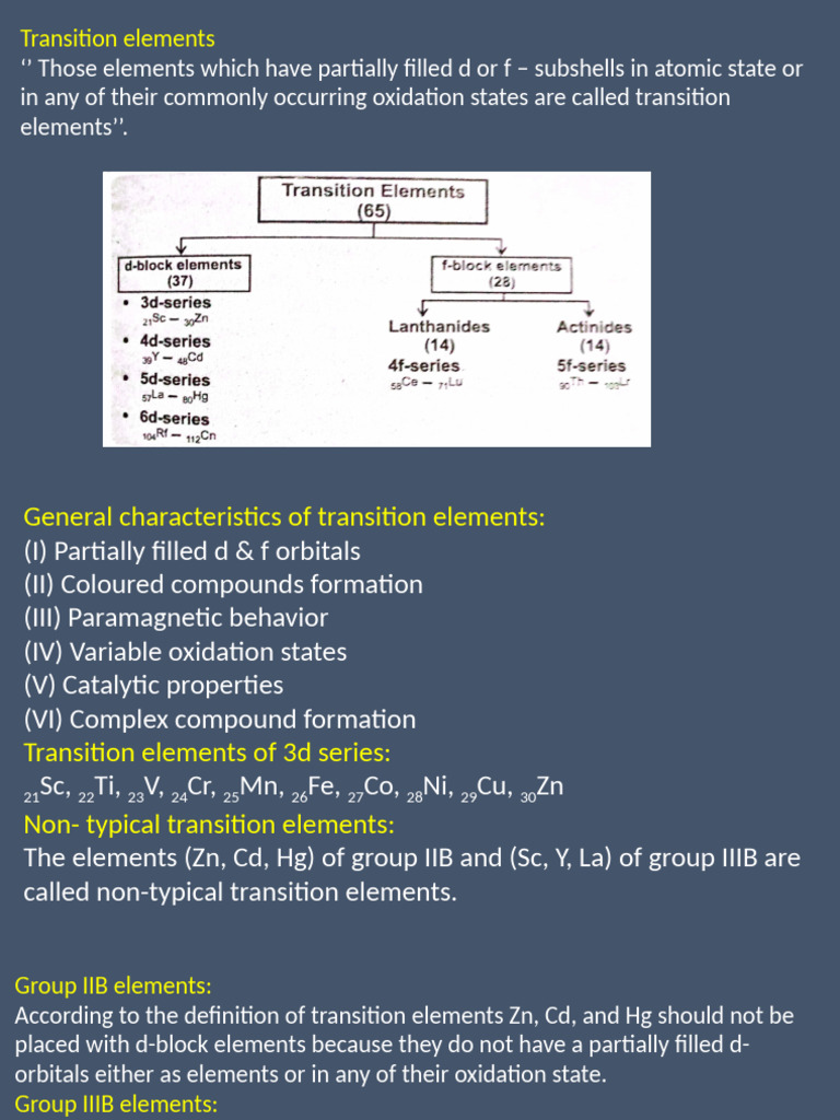 Transition Elements | PDF | Coordination Complex | Transition Metals