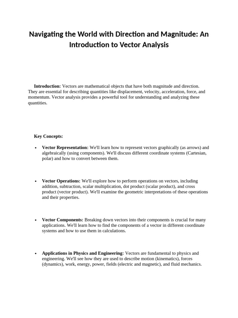 Navigating the World with Direction and Magnitude | PDF