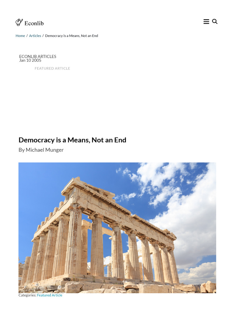 Democracy: A Means, Not an End | PDF | Democracy | Political Ideologies