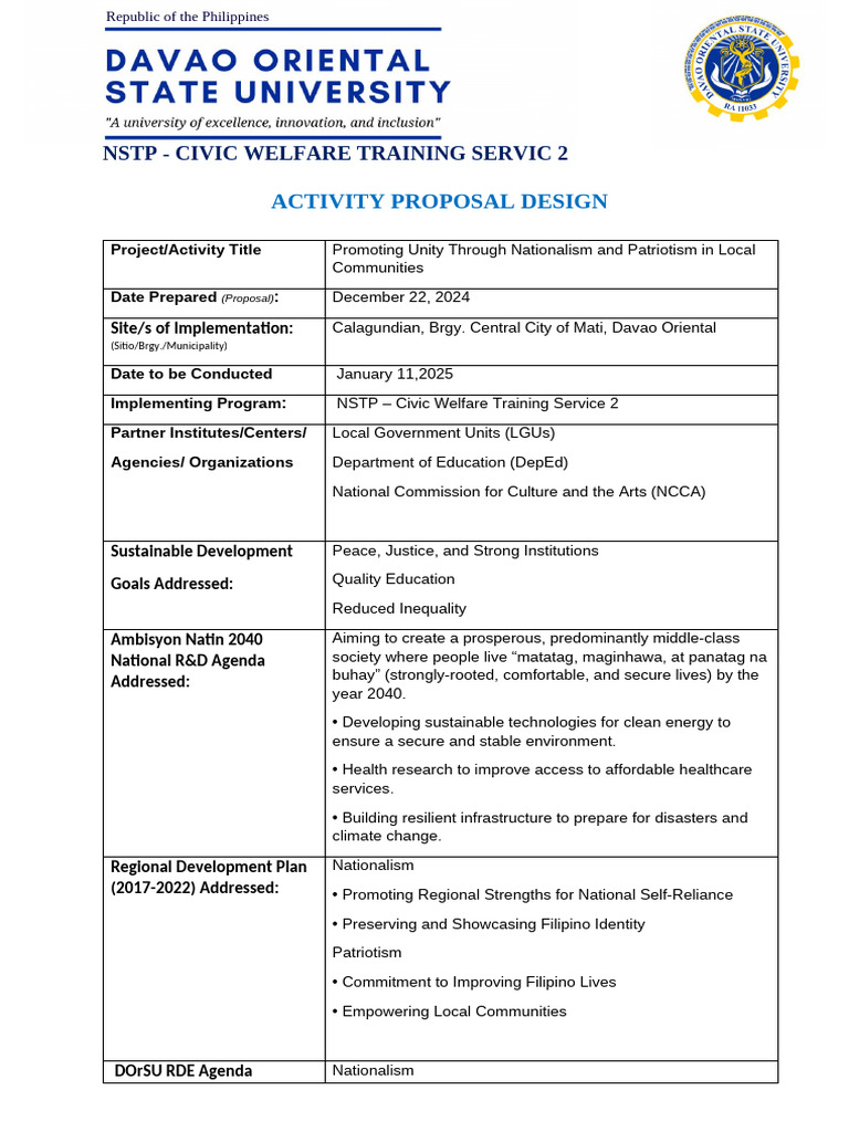 Promoting Unity Through Nationalism Project | PDF | Community | Nationalism